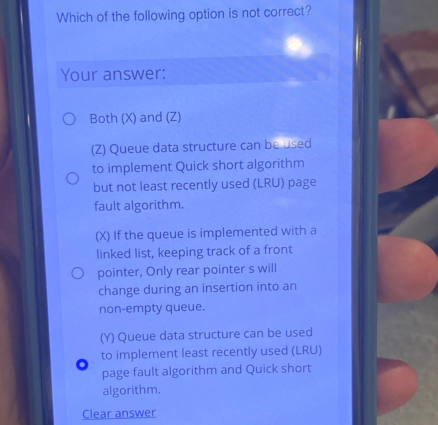 Solved Which of the following option is not correct?Your | Chegg.com