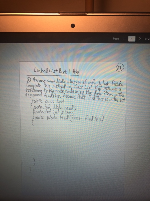 Solved Page 1 > of 2 Linked List Part 1 HW @ Assume some | Chegg.com