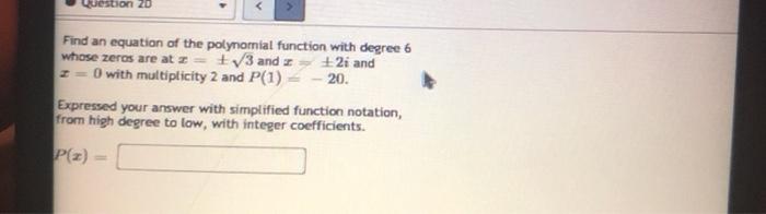 Solved Question 2D Find an equation of the polynomial | Chegg.com