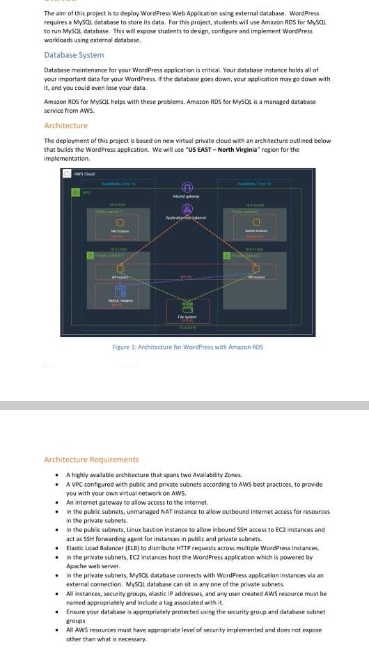 Solved The aim of this project is to deploy WordPress Web | Chegg.com