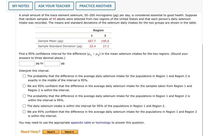 Solved A small amount of the trace element selenium, 50-200 | Chegg.com