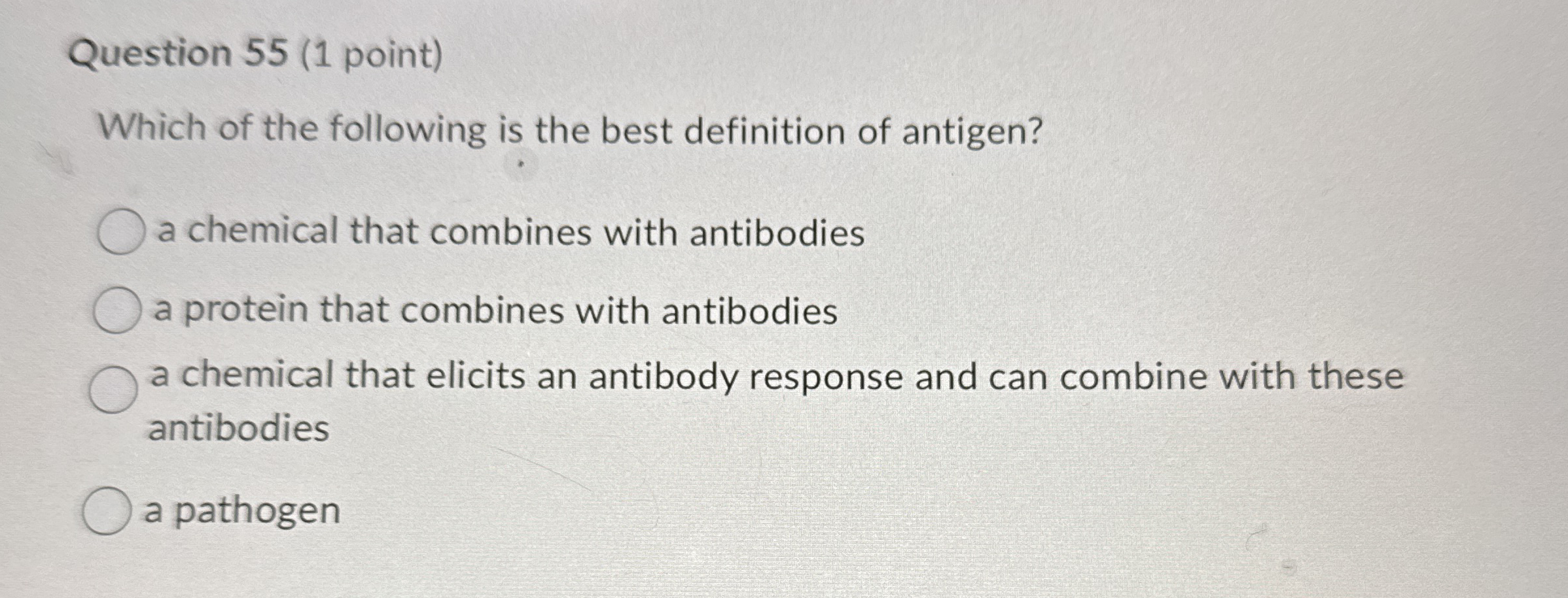 Solved Question 55 (1 ﻿point)Which of the following is the | Chegg.com