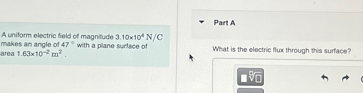 Solved Part AA uniform electric field of magnitude | Chegg.com