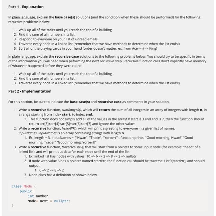 Solved In plain language, explain the base case(s) solutions | Chegg.com