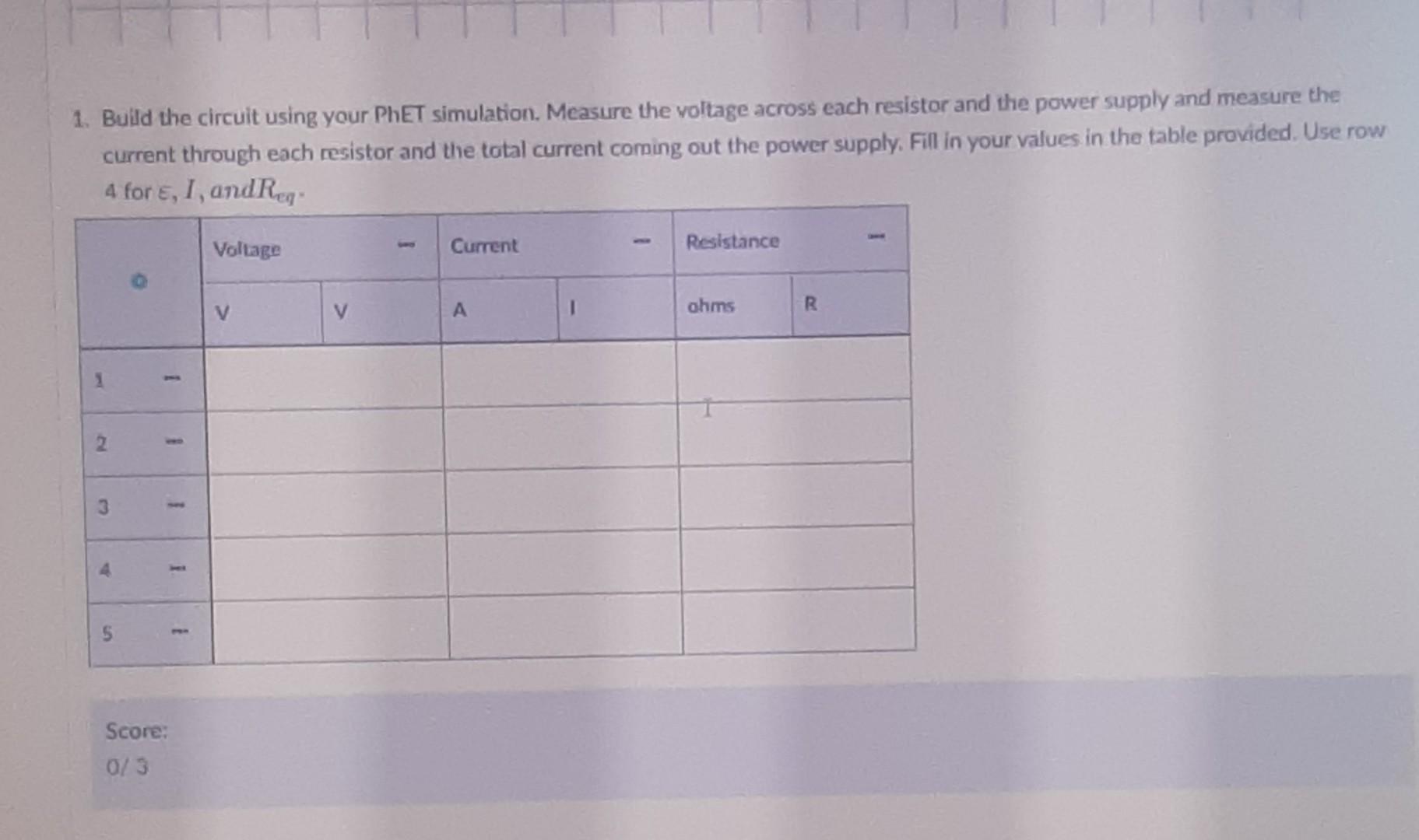Solved sing the PhET simulation above, construct the circuit | Chegg.com