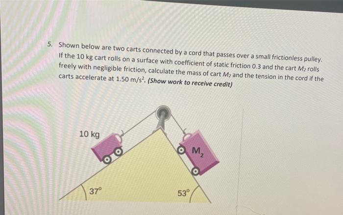 Solved 5. Shown below are two carts connected by a cord that | Chegg.com