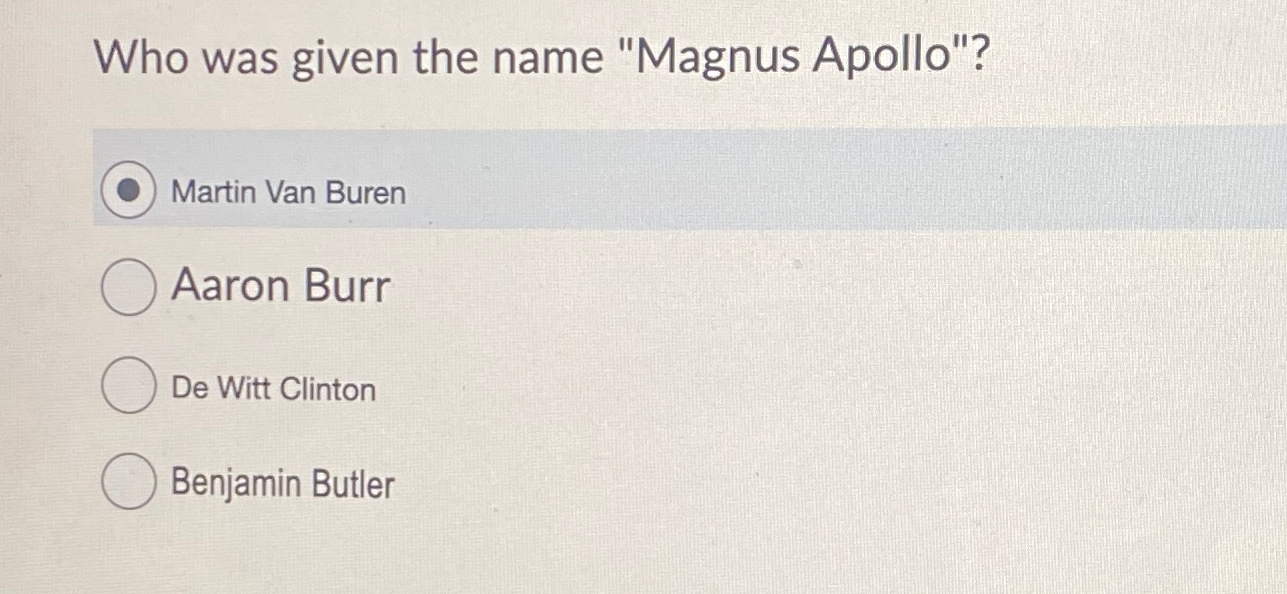 Solved Who was given the name "Magnus Apollo"?Martin Van | Chegg.com
