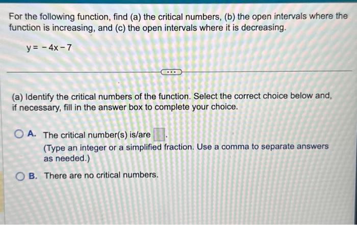 Solved For the following function, find (a) the critical | Chegg.com