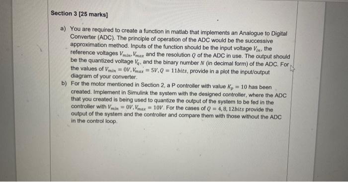 Solved Section 2 [40 marks] Consider a DC Motor with the | Chegg.com