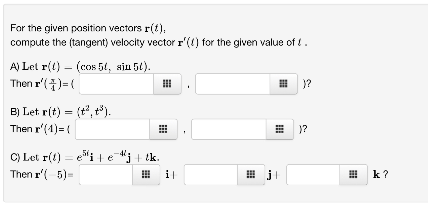 Solved For the given position vectors r(t),compute the | Chegg.com