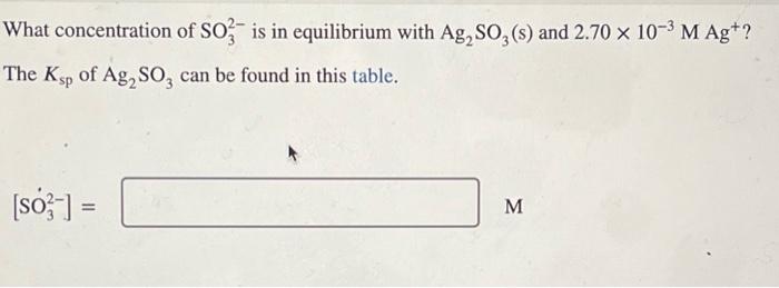Solved What concentration of SO3 is in equilibrium with Ag, | Chegg.com