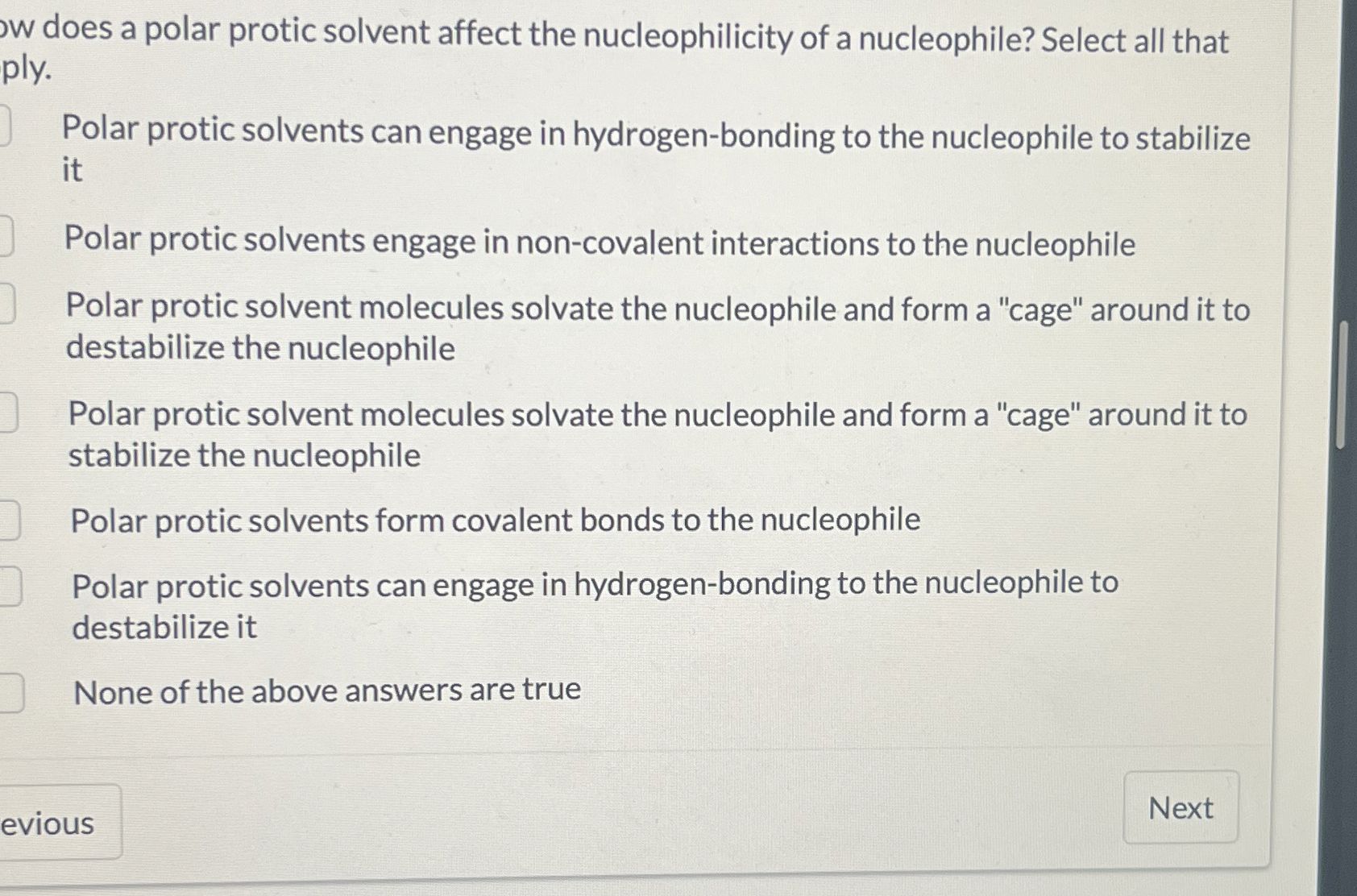 Solved does a polar protic solvent affect the | Chegg.com