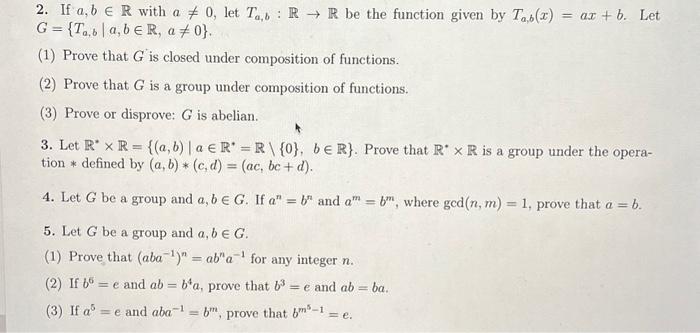 Solved 2. If a,b∈R with a =0, let Ta,b:R→R be the function | Chegg.com