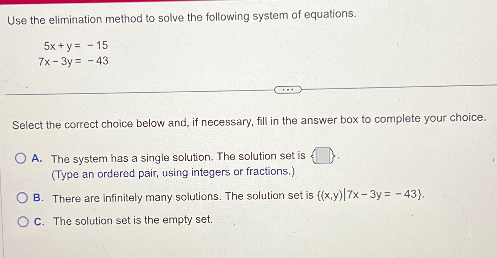 Solved Use the elimination method to solve the following | Chegg.com