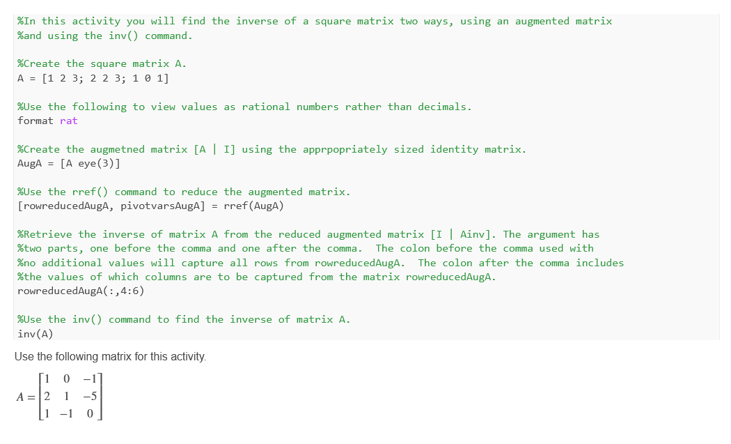 Solved %In this activity you will find the inverse of a | Chegg.com