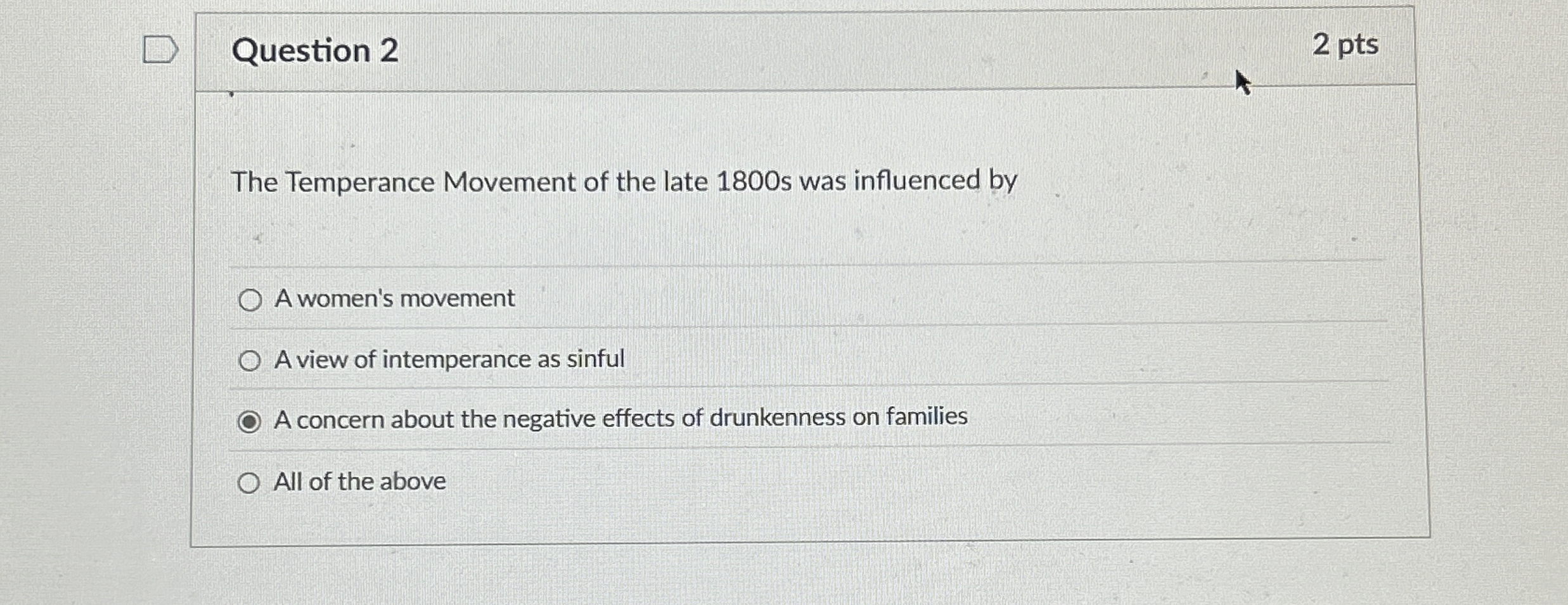Solved Question 2The Temperance Movement of the late 1800s | Chegg.com