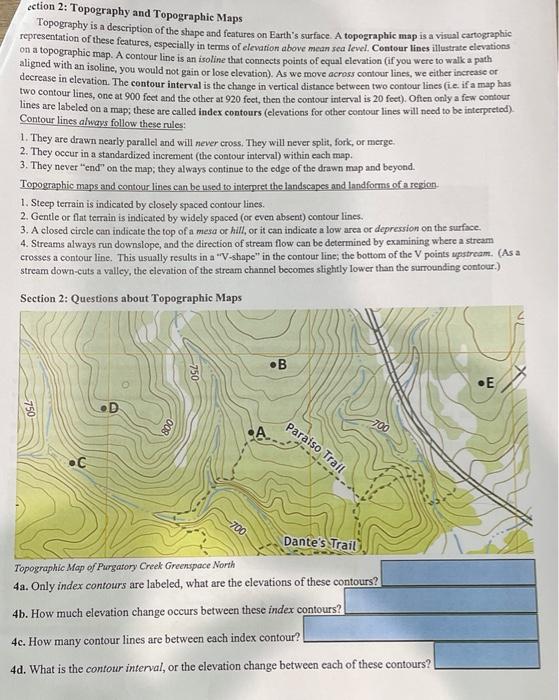 Solved ection 2: Topography and Topographic Maps Topography | Chegg.com