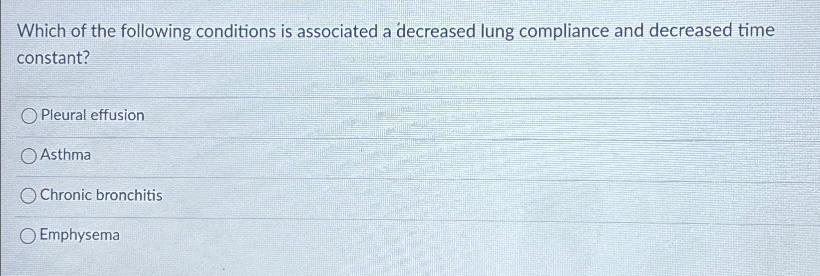 Solved Which of the following conditions is associated a | Chegg.com