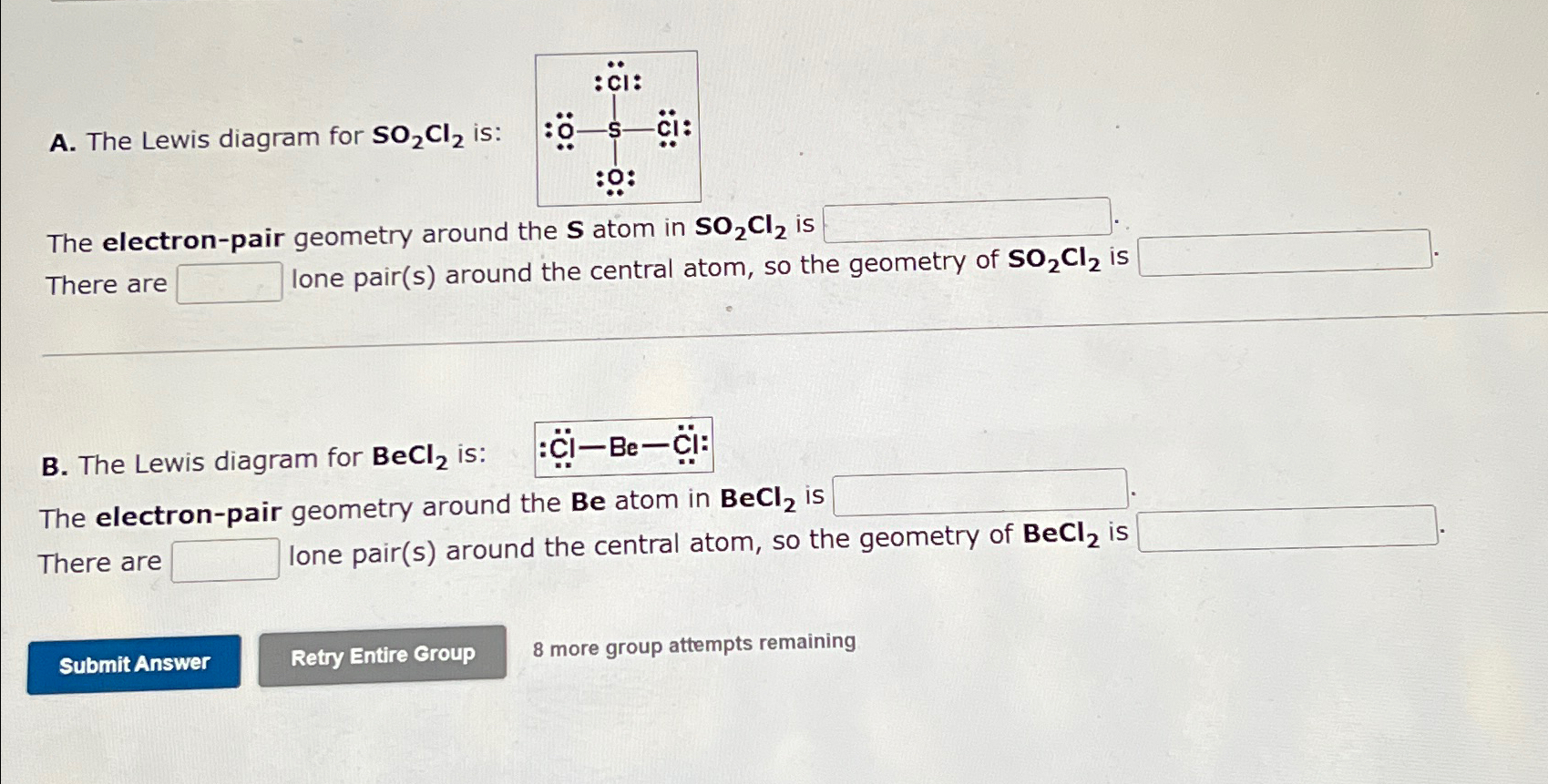 Solved A. ﻿The Lewis diagram for SO2Cl2 ﻿is:The | Chegg.com