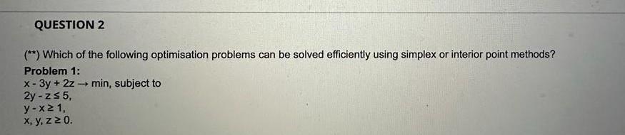 Solved ⋆⋆ Which Of The Following Optimisation Problems Can