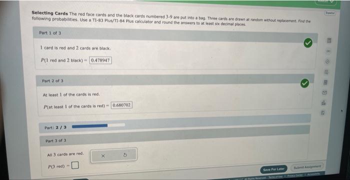 Solved Selecting Cards The red face cards and the black | Chegg.com