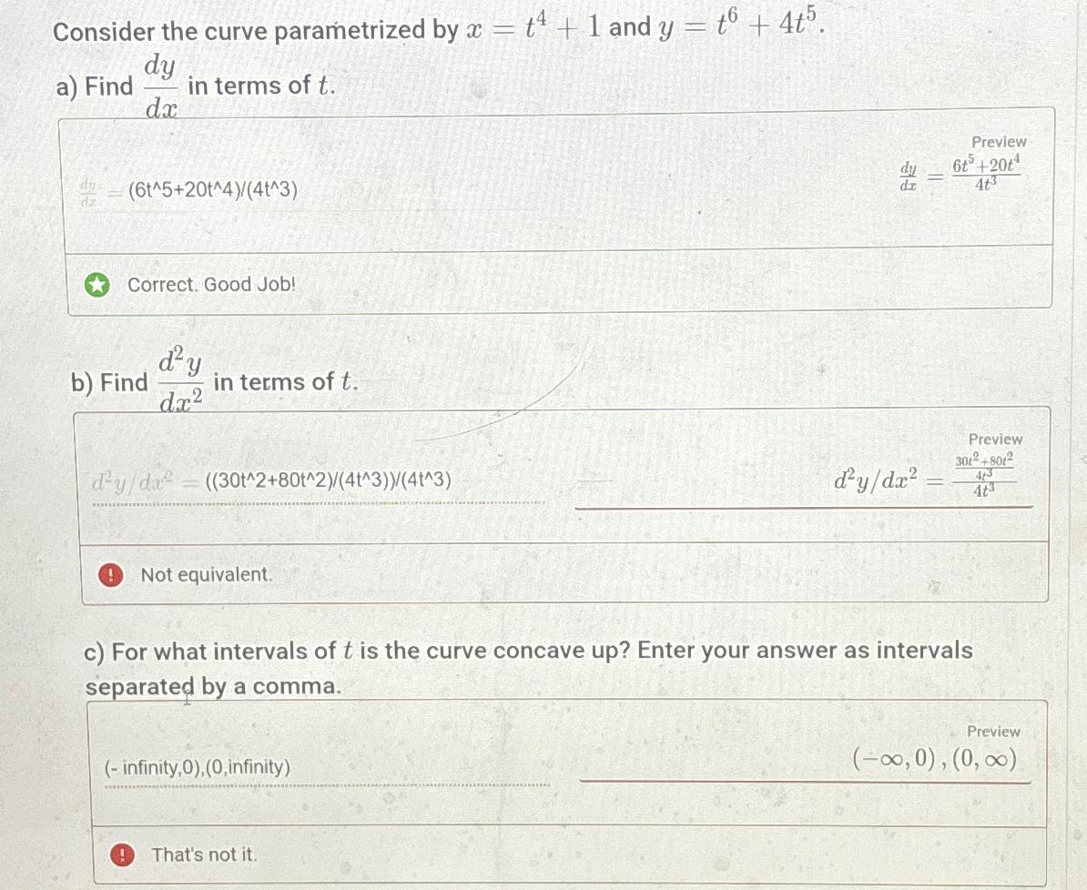 Consider the curve parametrized by x=t4+1 ﻿and | Chegg.com