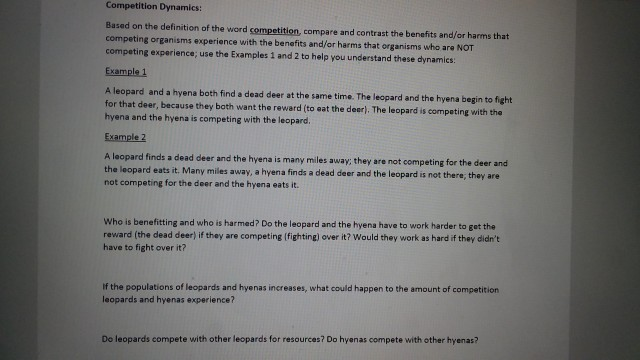 Solved Competition Dynamics: Based on the definition of the | Chegg.com