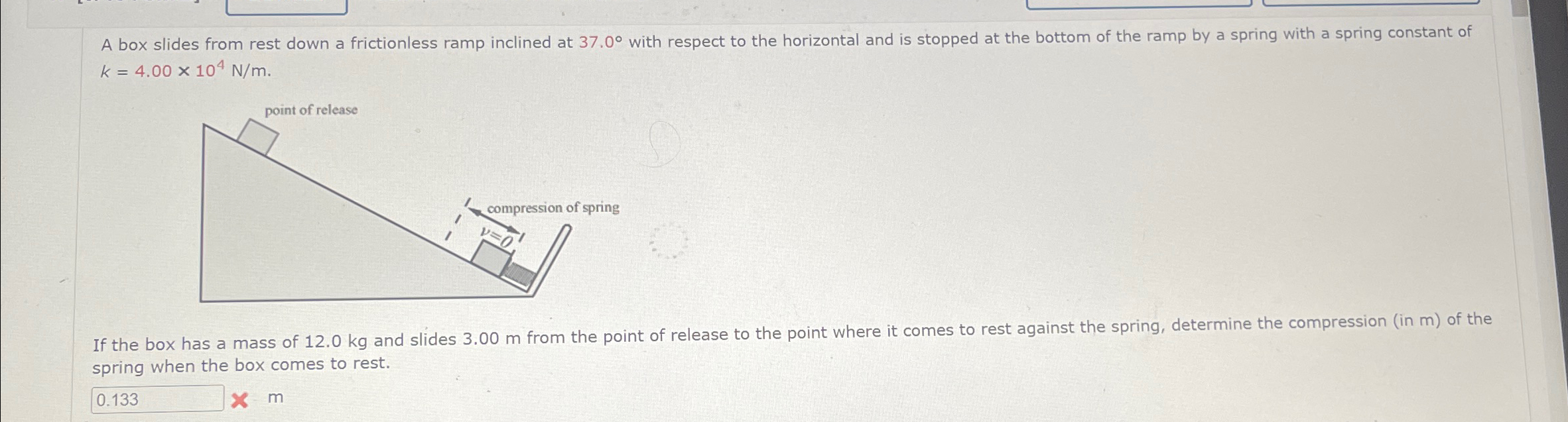 Solved A box slides from rest down a frictionless ramp | Chegg.com