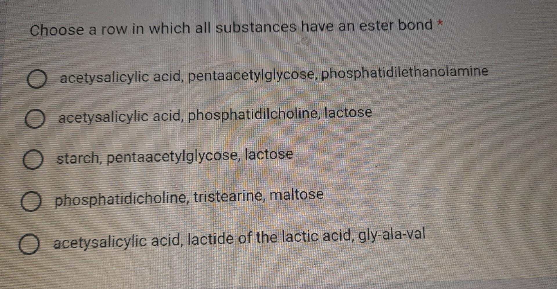 Solved Choose a row in which all substances have an ester | Chegg.com