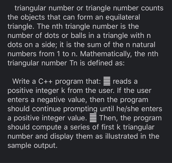 Solved triangular number or triangle number counts the | Chegg.com
