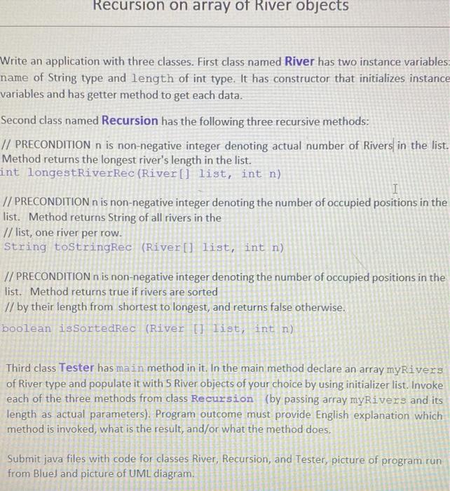 Solved Recursion On Array Of River Objects Write An 6111