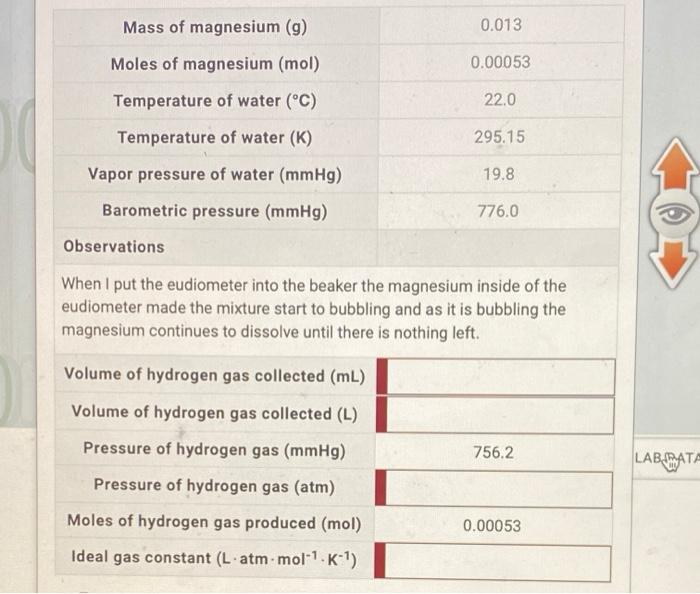 Solved How do you find the Volume of hydrogen gas collected | Chegg.com