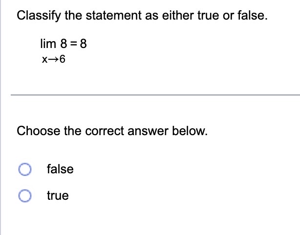 Solved Classify the statement as either true or | Chegg.com