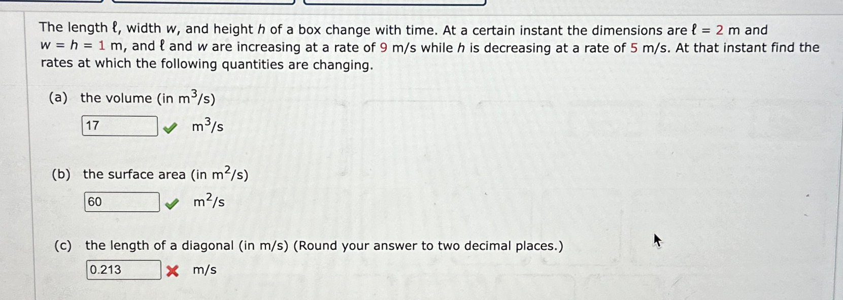 Solved The length l, ﻿width w, ﻿and height h ﻿of a box | Chegg.com