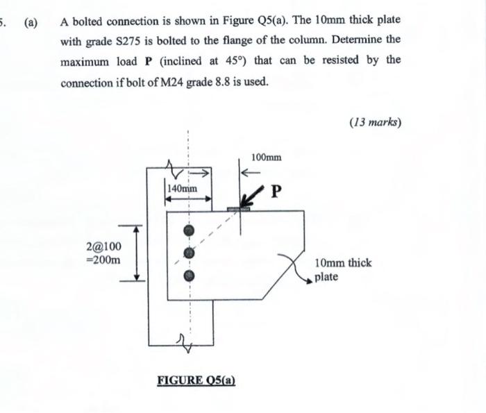 Solved a) A bolted connection is shown in Figure Q5(a). The | Chegg.com