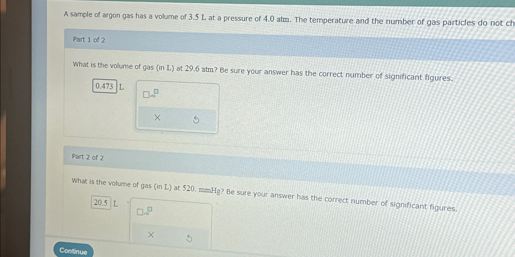 Solved A sample of argon gas has a volume of 3.5L ﻿at a | Chegg.com