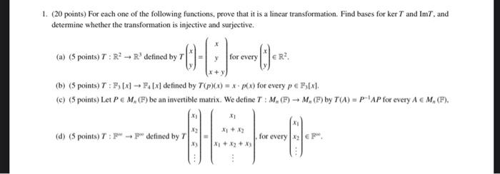 Solved 1. (20 points) For each one of the following | Chegg.com Solved 1. (20 points) For each one of the following | Chegg.com