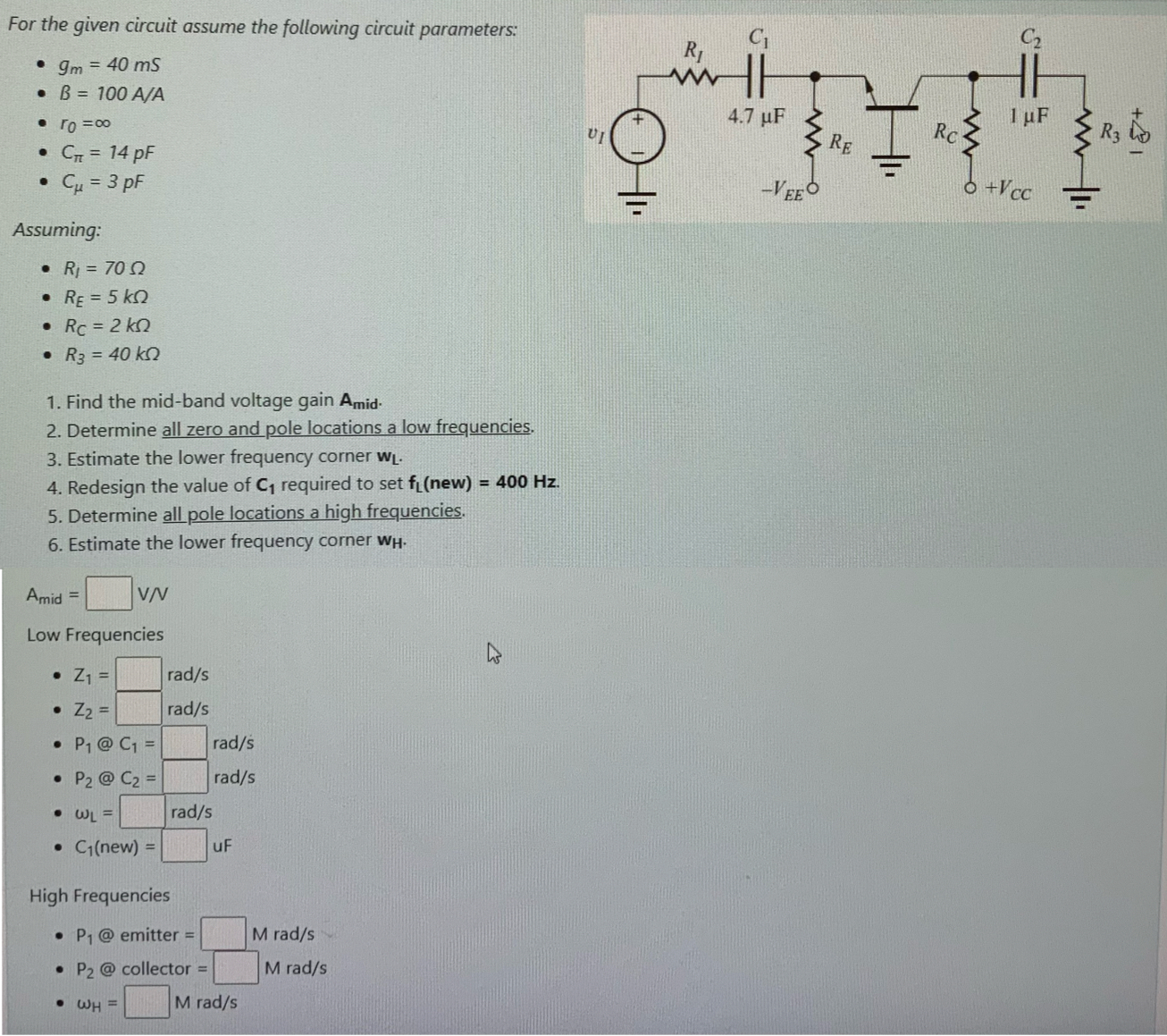 Solved For the given circuit assume the following circuit | Chegg.com
