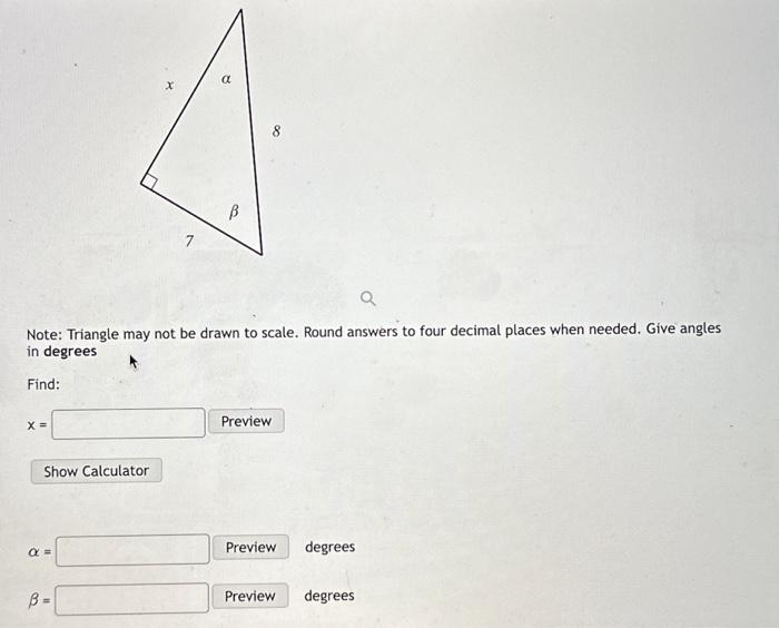 Solved Note: Triangle may not be drawn to scale. Round | Chegg.com