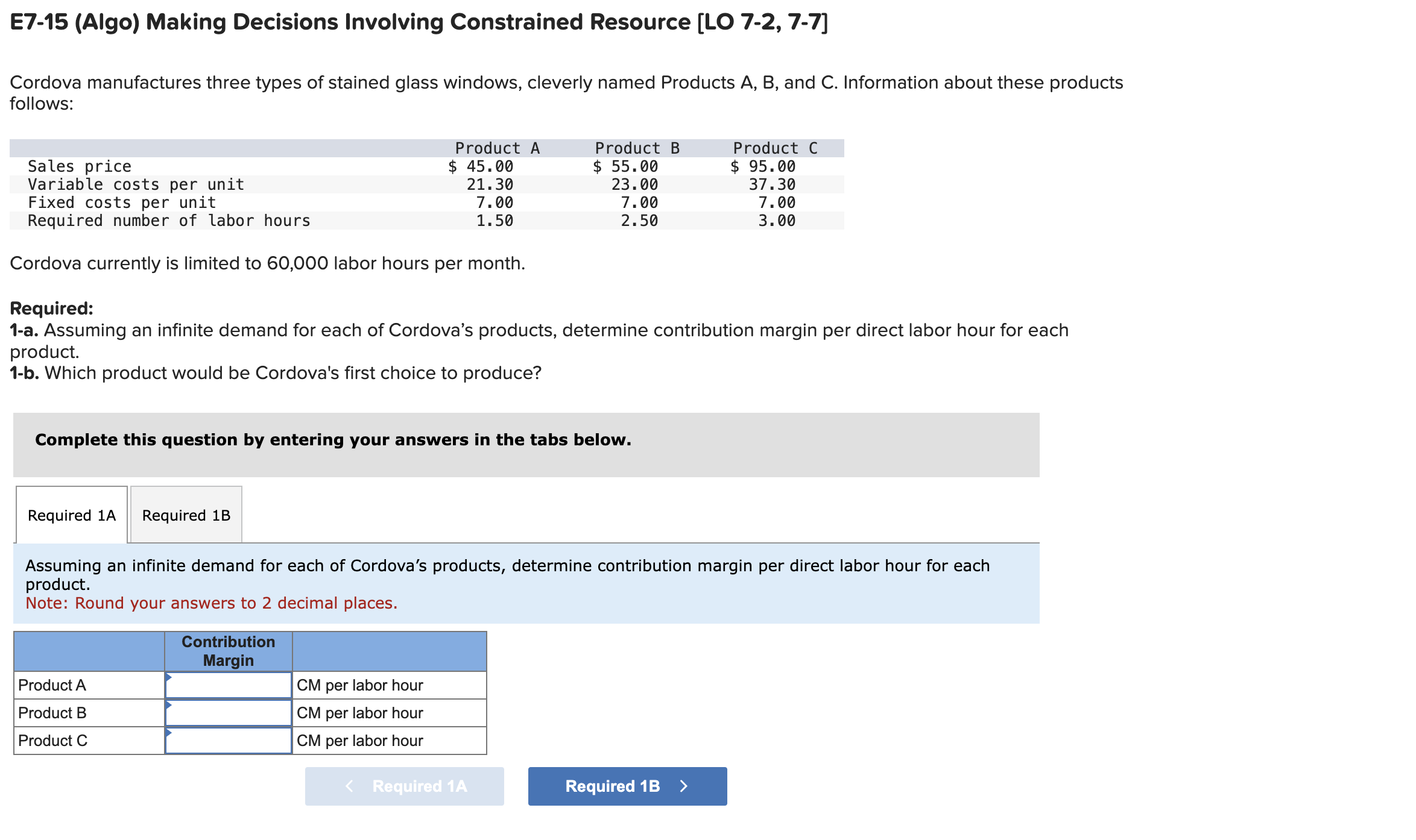 Solved E7-15 (Algo) ﻿Making Decisions Involving Constrained | Chegg.com