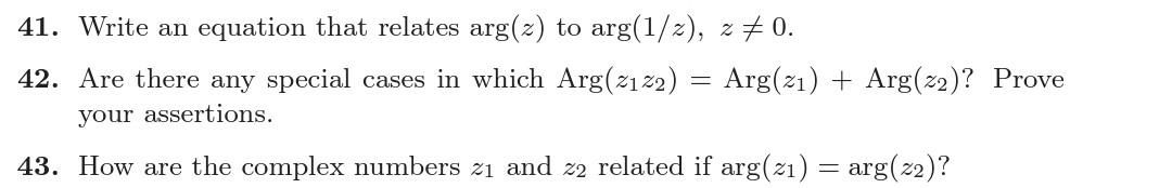 Solved 41. Write an equation that relates arg(z) to | Chegg.com