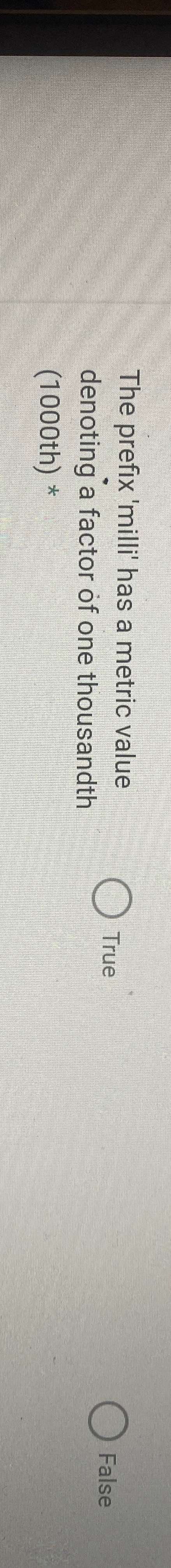Solved The prefix 'milli' has a metric value denoting a | Chegg.com