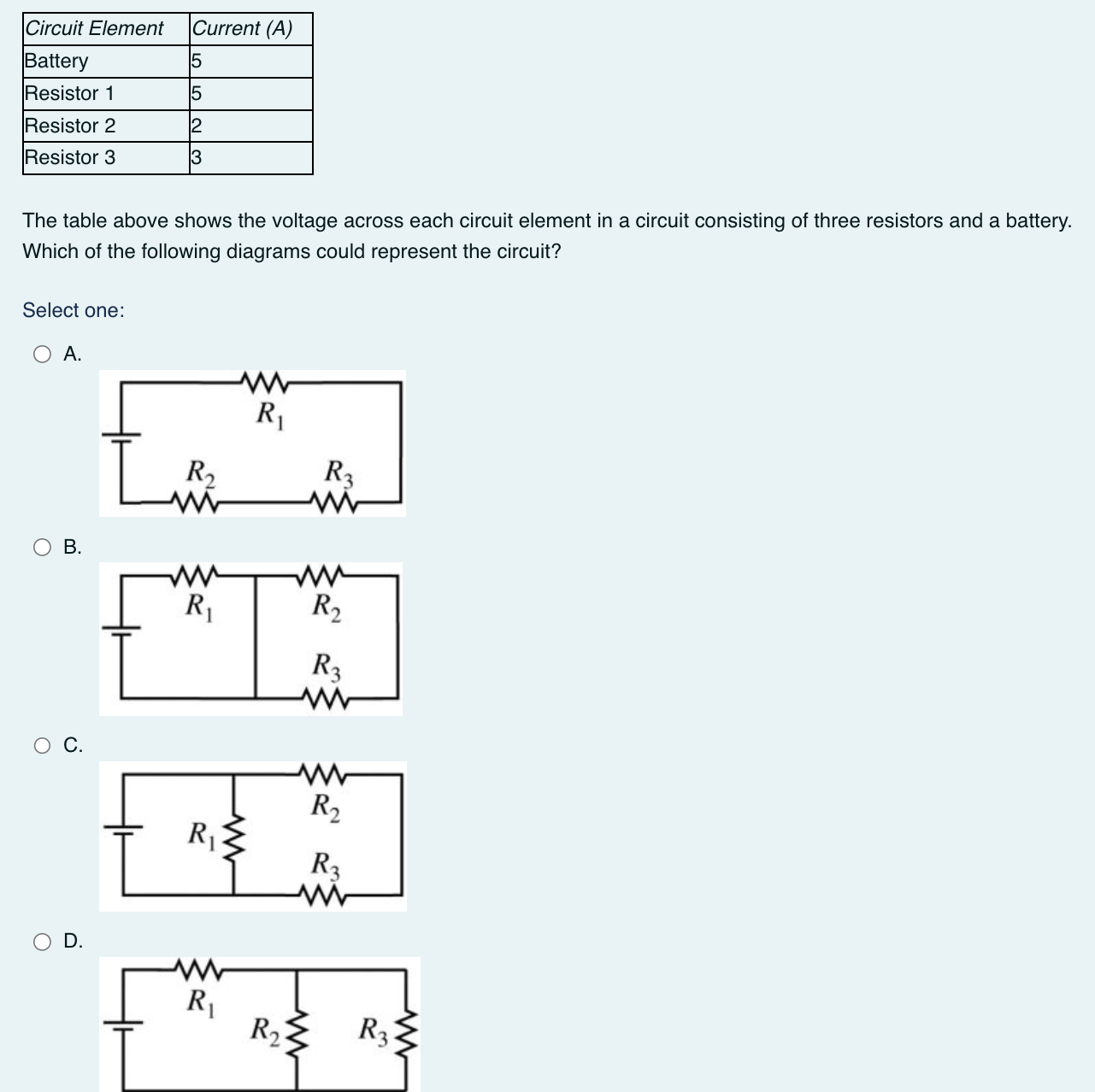 Solved The table above shows the voltage across each circuit | Chegg.com