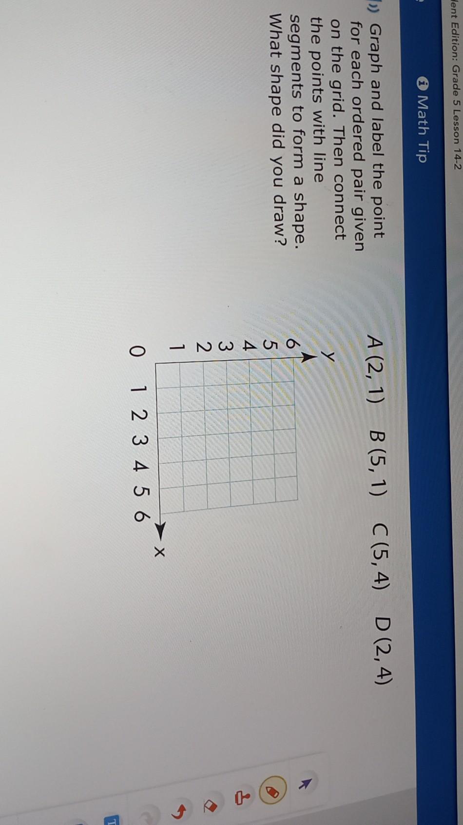 Solved dent Edition: Grade 5 Lesson 14-2 Math Tip A (2, 1) B | Chegg.com