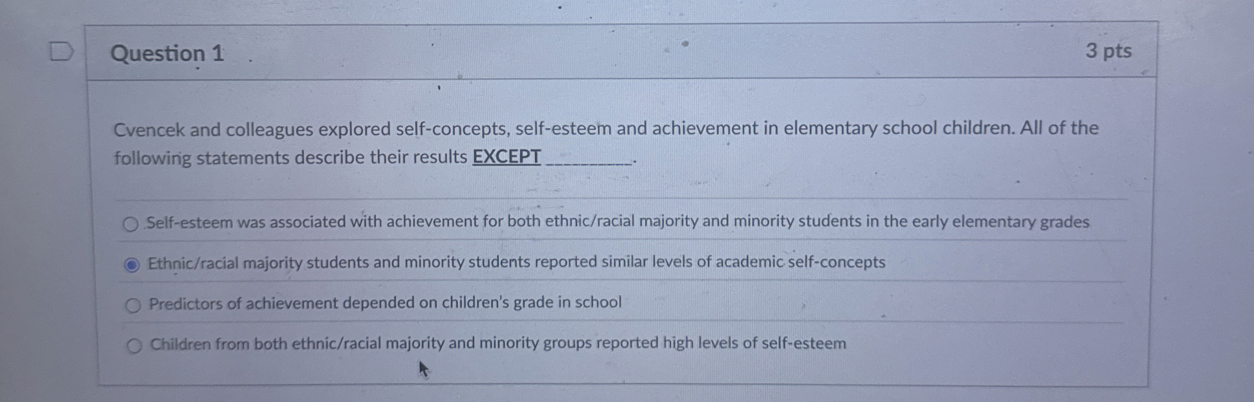 Solved Question 13 ﻿ptsCvencek and colleagues explored | Chegg.com