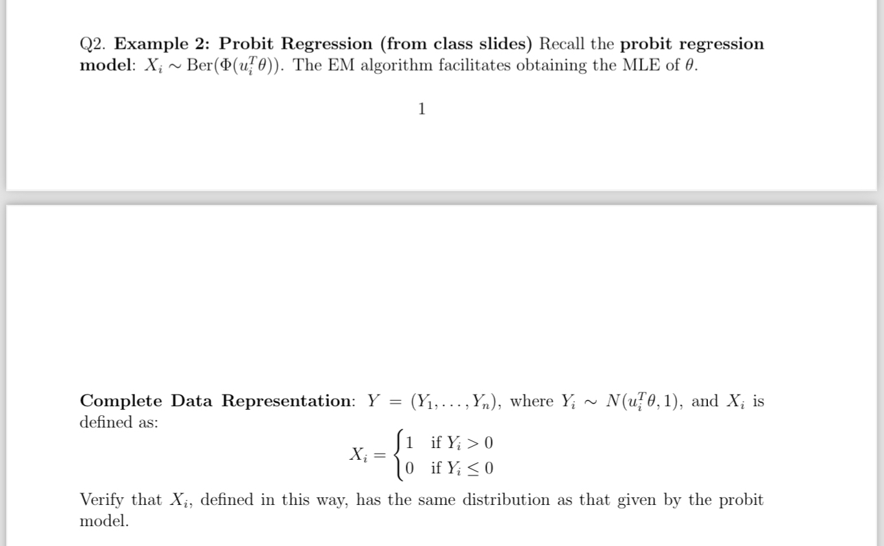 Solved Q2. ﻿Recall the probit regression model: | Chegg.com