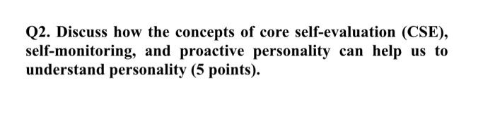 Solved Q2. Discuss how the concepts of core self-evaluation | Chegg.com
