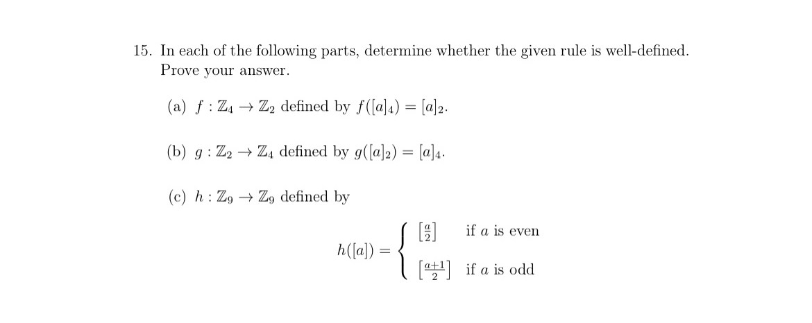 Solved In each of the following parts, determine whether the | Chegg.com