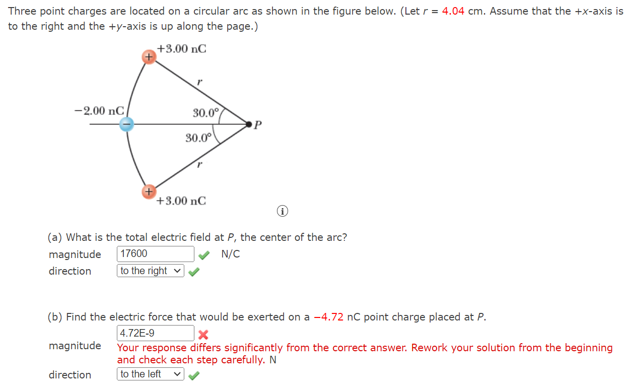 Solved Three point charges are located on a circular arc as | Chegg.com