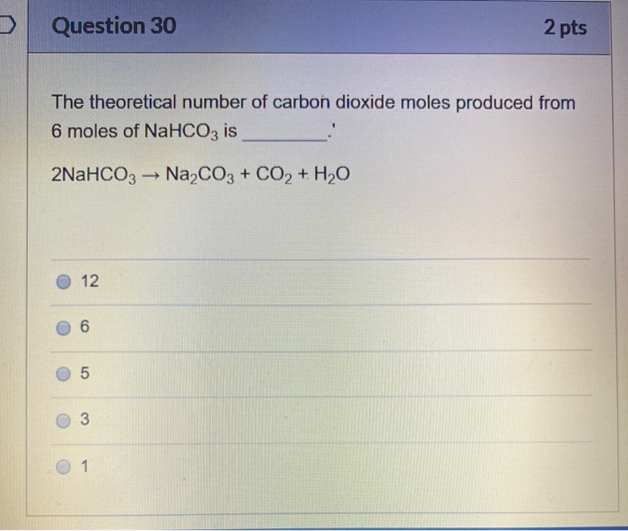 Solved Question 30 2 pts The theoretical number of carbon | Chegg.com